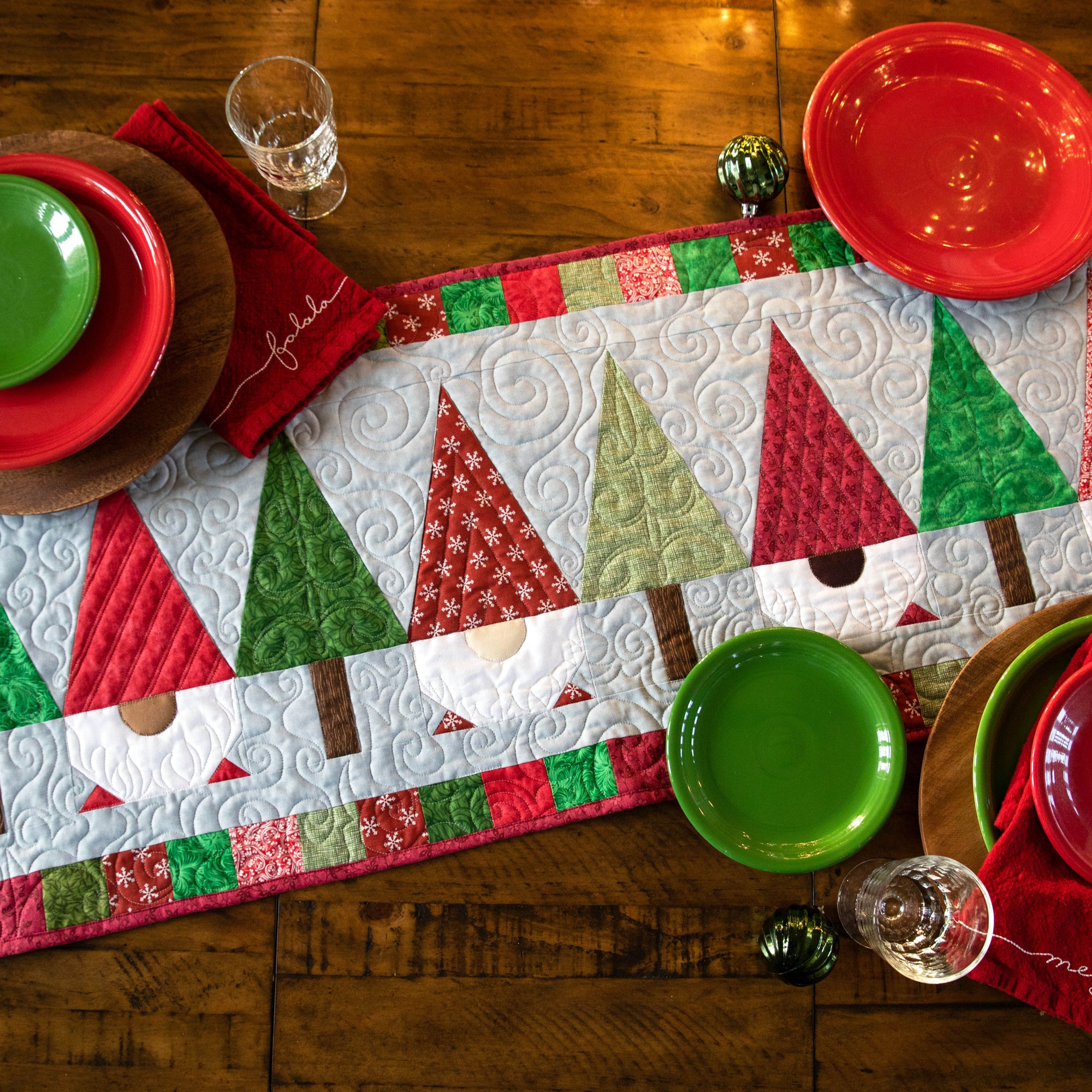 Christmas Gnomes Table Runner Pattern Forest Dwellers – Block Party ...