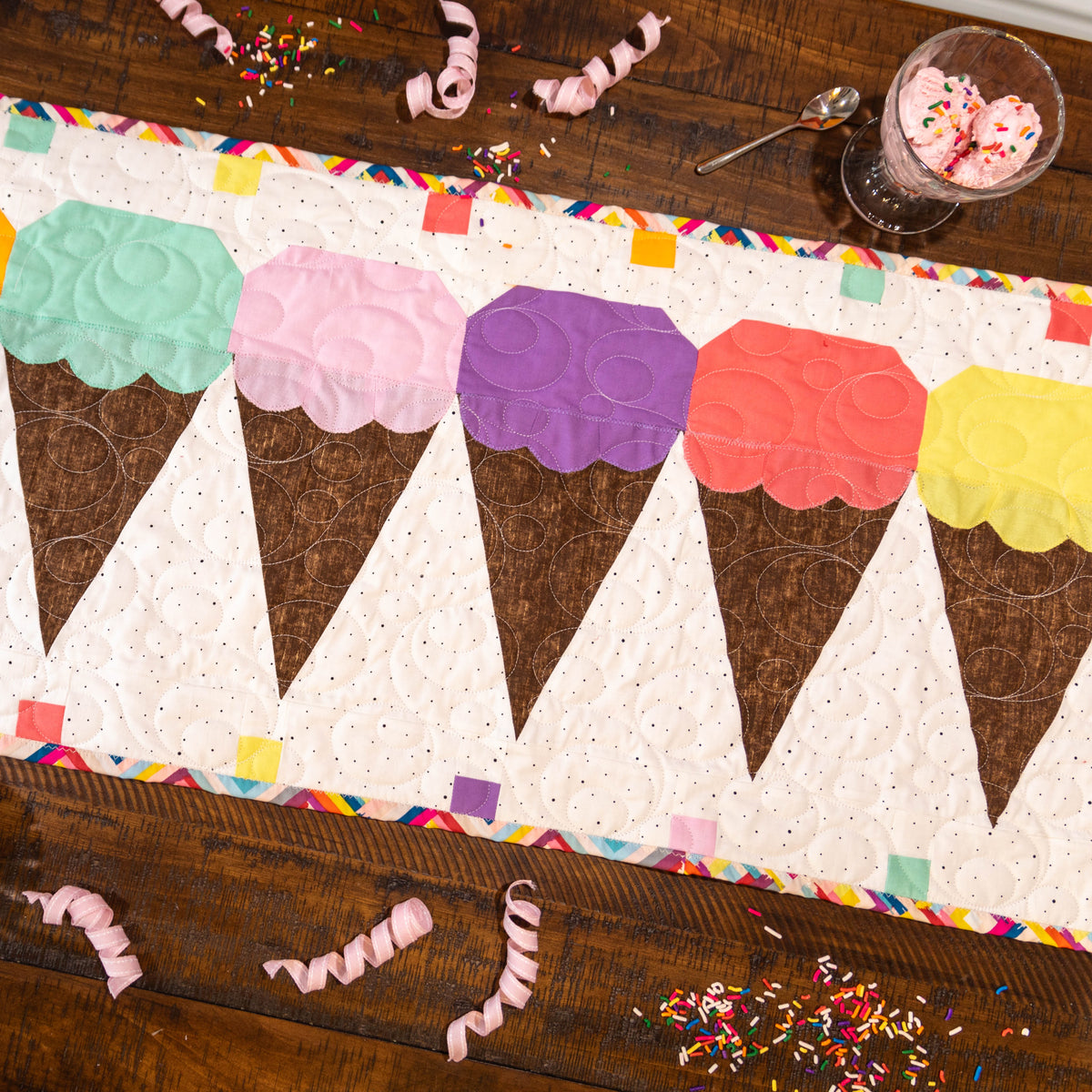 Ice Cream Cones Table Runner Precut Quilt Kit – Block Party Quilt Co