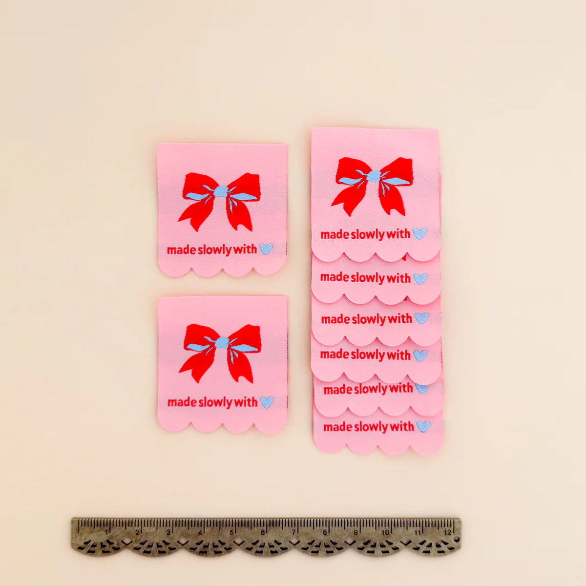Pink Made Slowly with Love Woven Quilt Labels Minki Kim #010 – Block ...