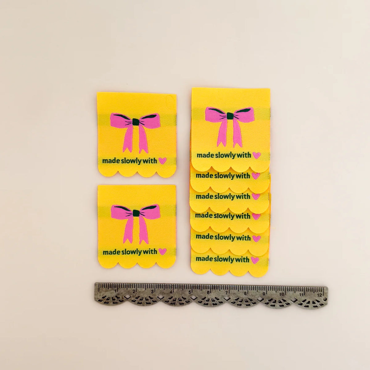 Yellow Made Slowly with Love Woven Quilt Labels Minki Kim – Block Party ...