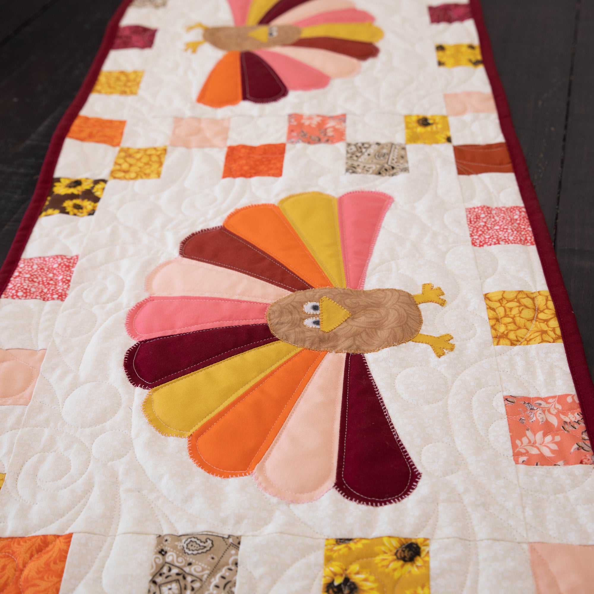 Turkey Thanksgiving Quilted Table Runner Precut Quilt Kit W/ Backing ...