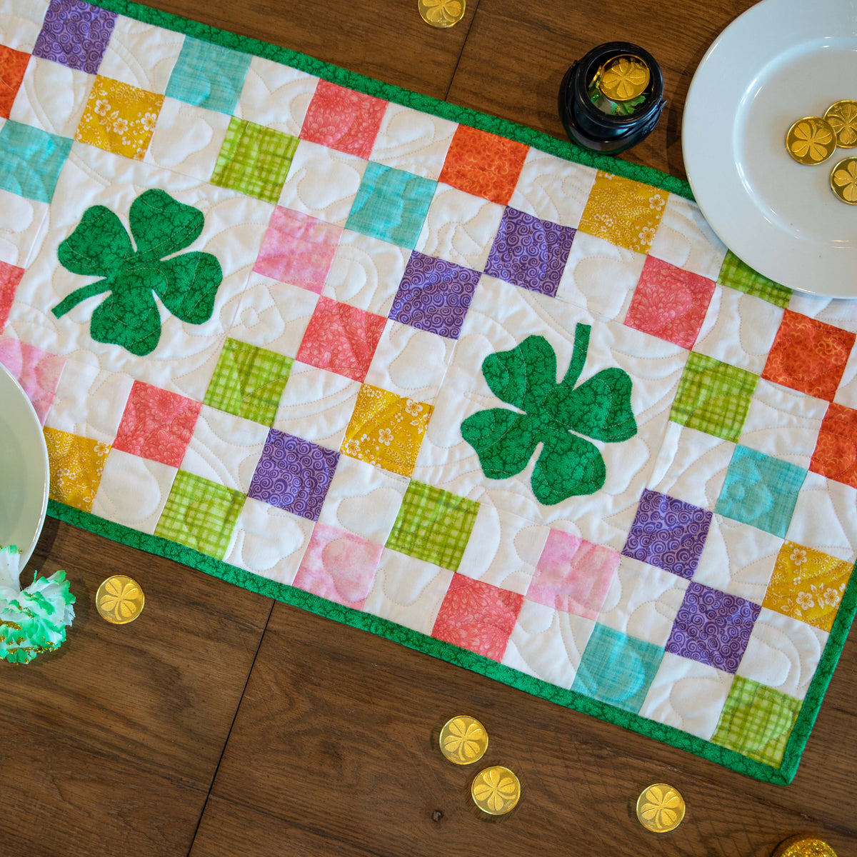 Shamrocks Rainbow Table Runner Precut Quilt Kit – Block Party Quilt Co